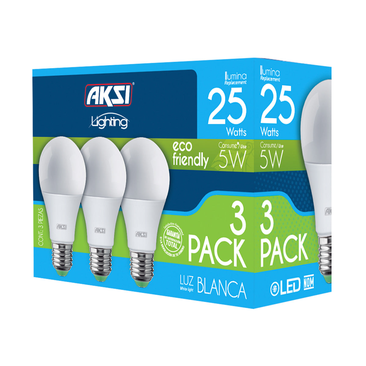 Pack de 3 focos LED Aksi 5W ECO A19 Base E27 Luz Blanca | Compra Focos ...