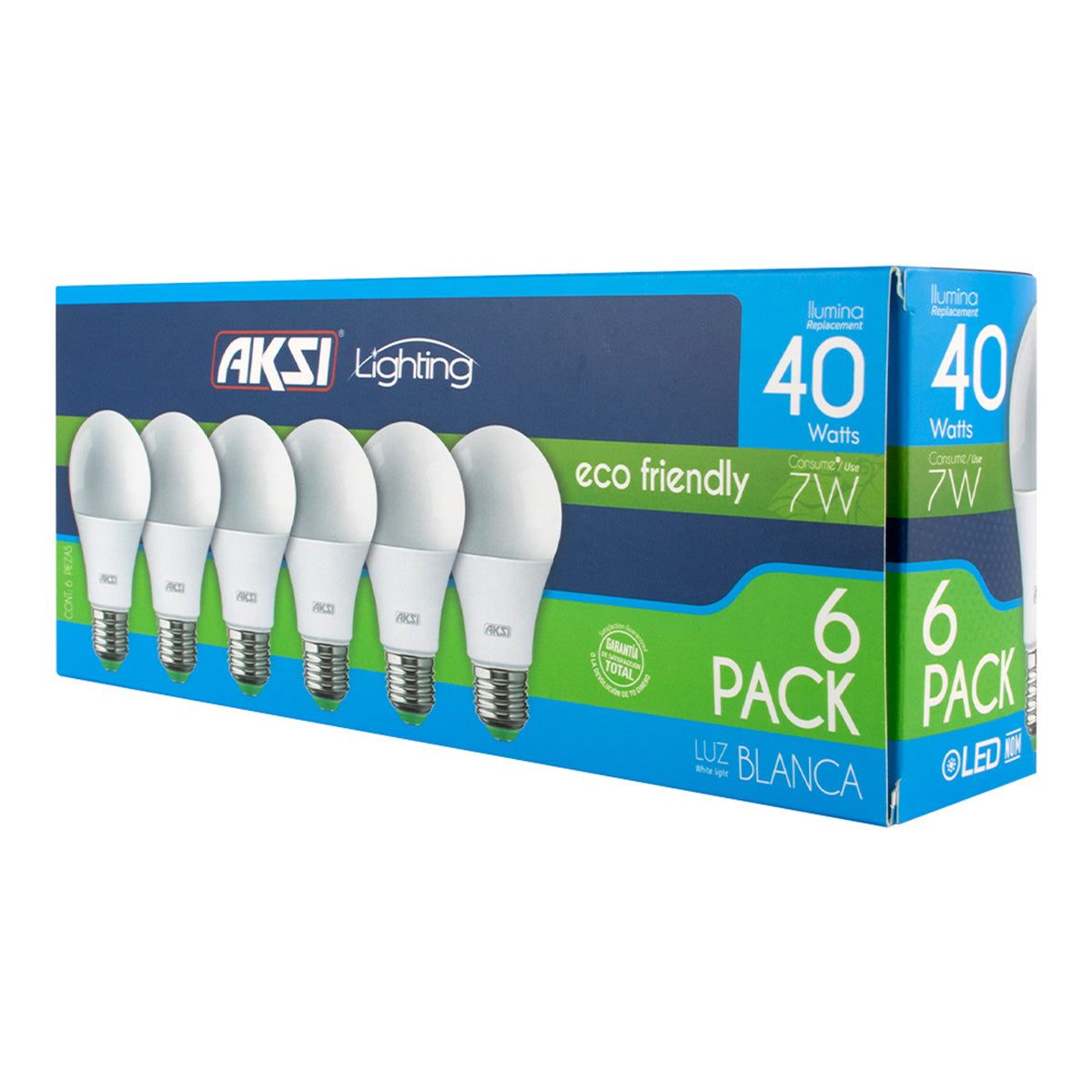 Pack de 6 focos LED Aksi 7W ECO A19 Base E27 Luz Blanca | Compra Focos ...